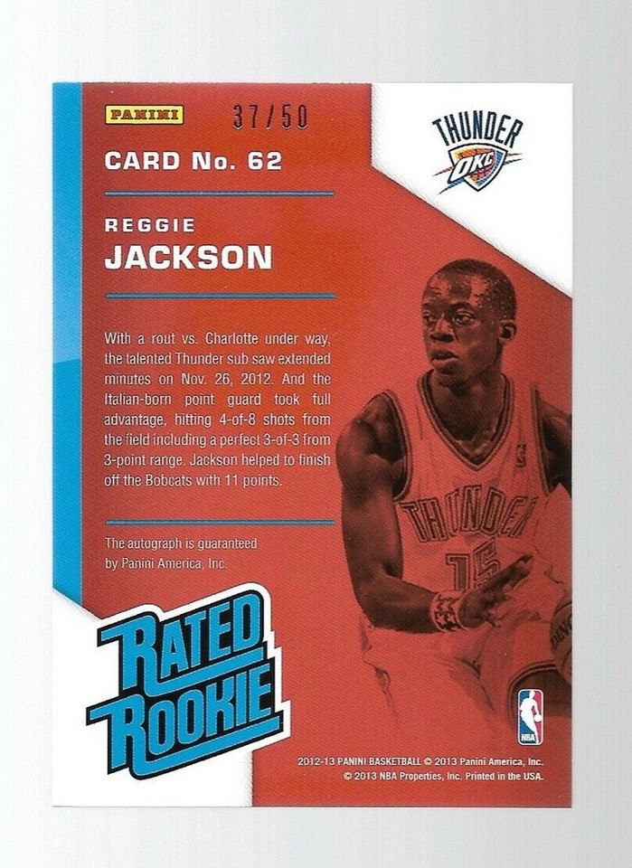 2012-13 Panini Rated Rookie Reggie Jackson Rookie Patch Auto #37/50 | eBay