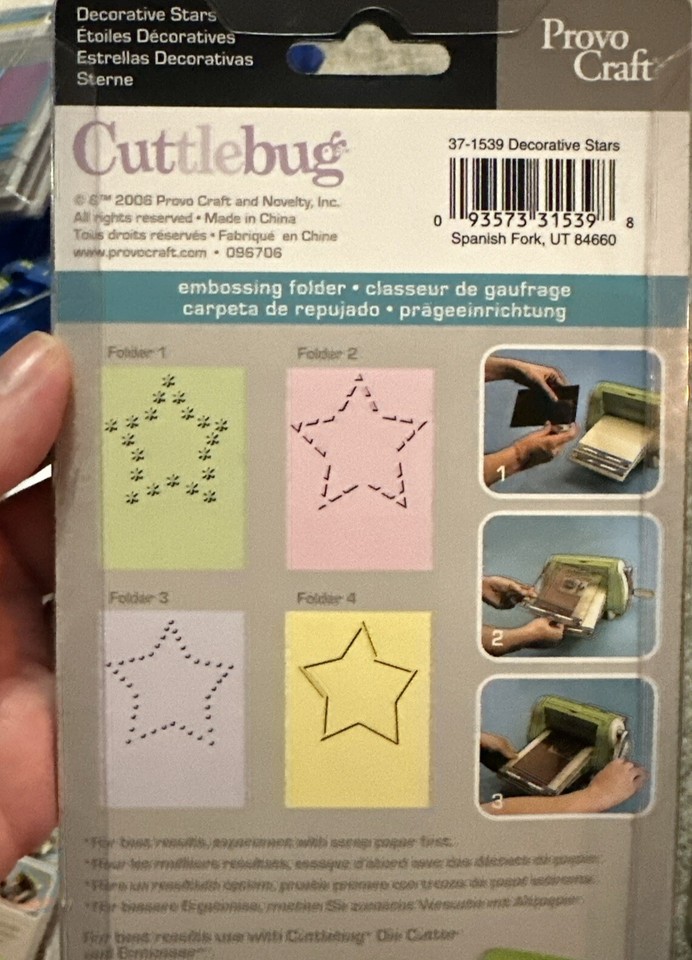 Provo Craft Cuttlebug Embossing Folders Lot Of 4 Borders Stars ...
