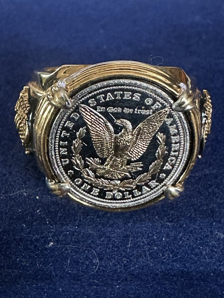 Morgan King Of American Silver Ring 14K Gold Plated Size 12 | eBay UK