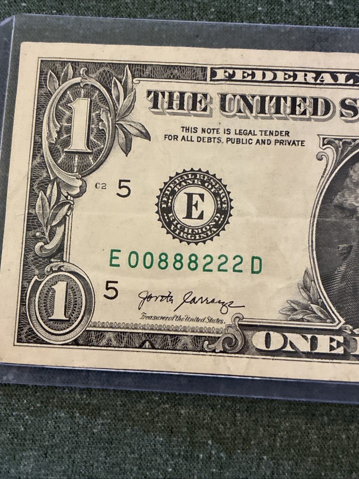 TRUE TRINARY $1 Dollar Note # 12220101 FANCY SERIAL NUMBER Scarce Bill ...