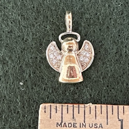 Sterling Silver 925 Cubic Zirconia Angel Charm Pendant Vintage Gold ...