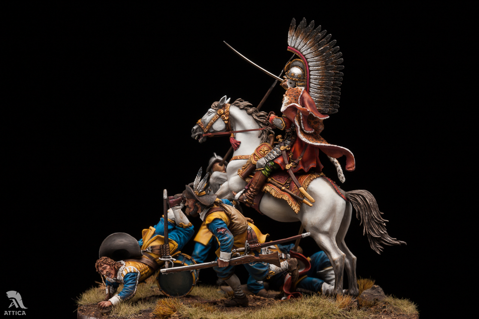 Polish winged hussar chases of swedish pikemen Painted Toy Soldier Pre ...