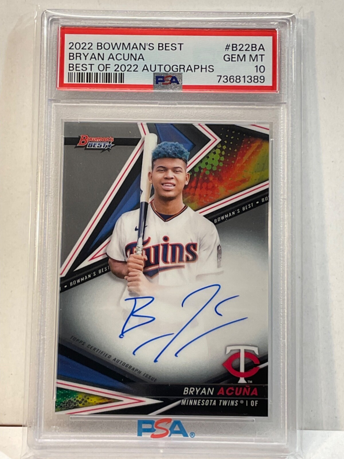 PSA 10 GEM MINT 2022 BOWMAN'S BEST BRYAN ACUNA AUTO MINNESOTA TWINS | eBay