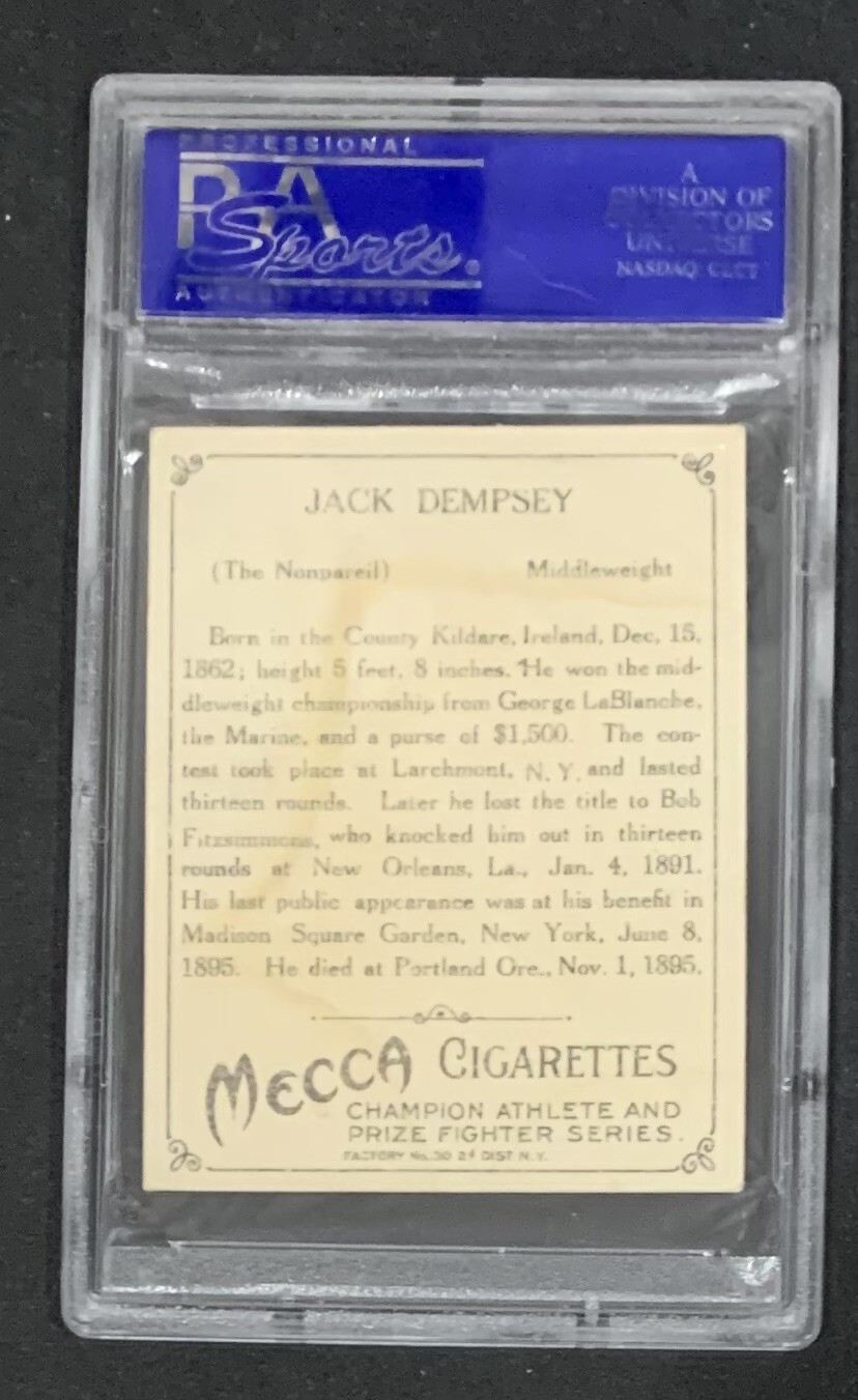 1910 T220 MECCA CHAMPIONS JACK DEMPSEY BOXING CARD - PSA 5 | eBay