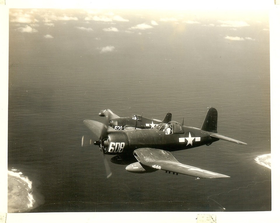 Org. Photo: Aerial View F4U Corsair Fighter & F6F Hellcat Fighter ...