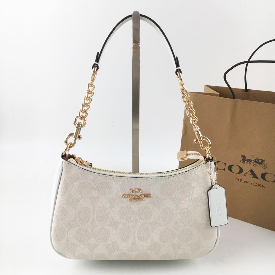 COACH Teri 2Way Shoulder Bag Signature Coated Canvas White CA548 outlet ...