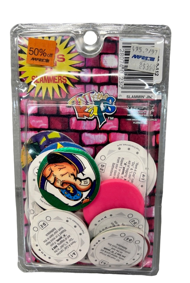 1995 Retro TNT Kaps Pogs Game Pack 25 Kaps & 2 Slammers Aluminum ...