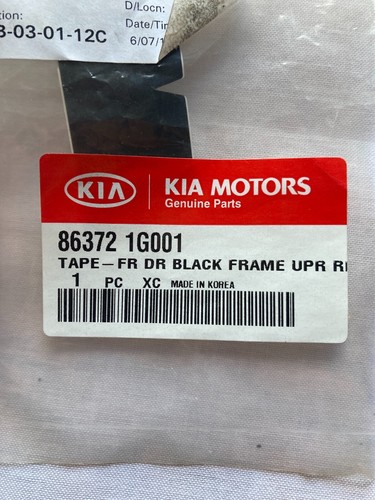 KIA HYUNDAI OEM Genuine - 86372 1G001 TAPE-FR DR BLACK FRAME UPR RH | eBay