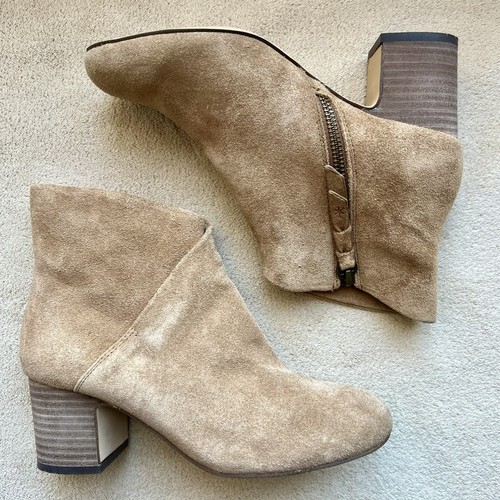 Splendid Hespera Camel Tan Suede Ankle Boot Side Zip Block Heel Neutral ...