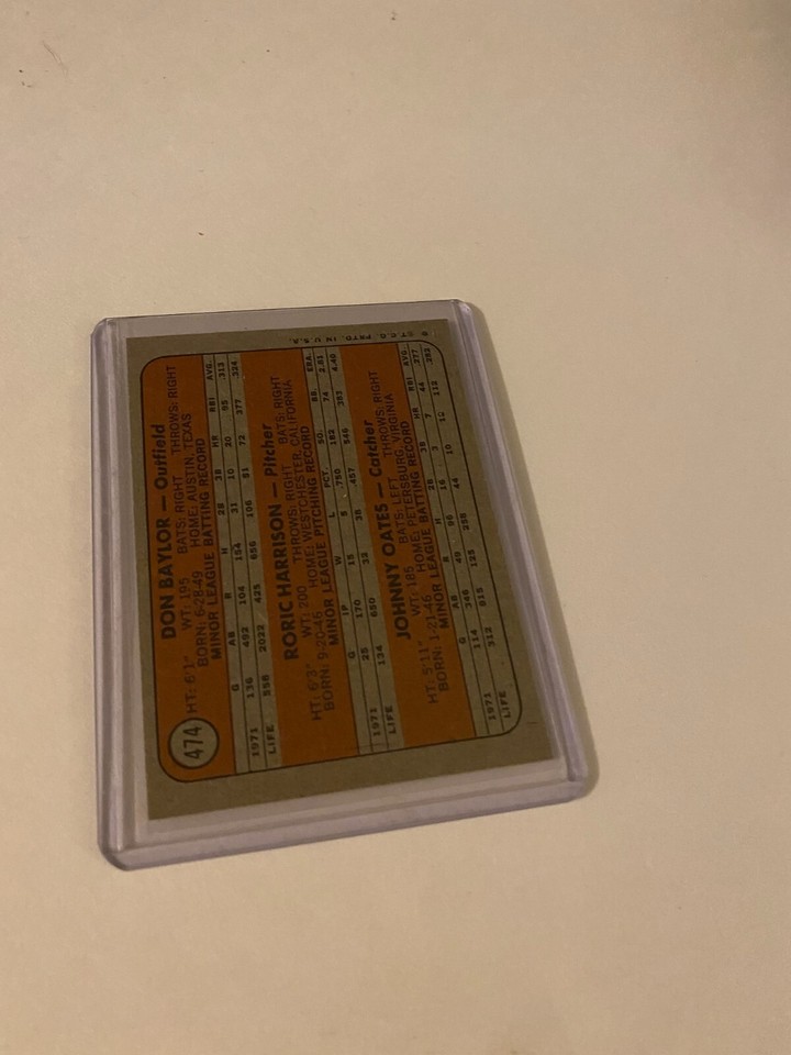 1972 Topps DON BAYLOR JOHNNY OATES Rookie Card #474 (379L) | eBay