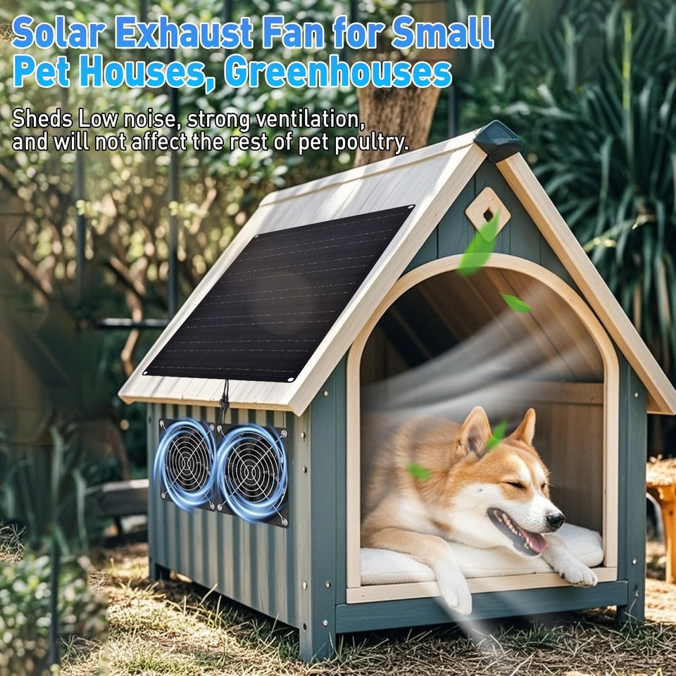 Solar Powered Fan, Solar Panel Fan 15W Solar Ventilation Exhaust Fan ...