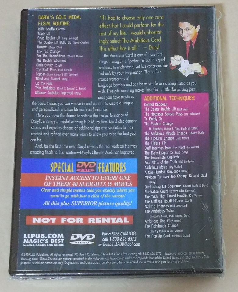 NEW - Daryl's Ambitious Card DVD The Only Ambitious Card Routine You ...