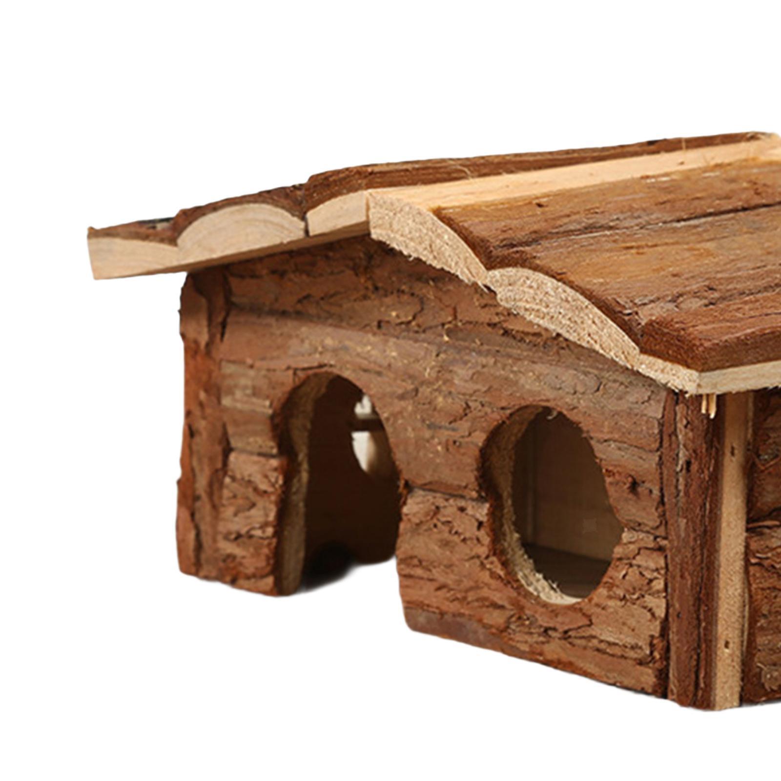 Hamster Wood House Cabin Small Animal Hut for Mice Dwarf Hamster ...