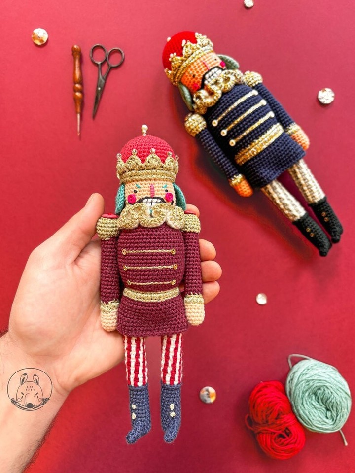 Crochet Gunter the Very Merry Nutcracker Stuffed, Amigurumi Mini Gunter ...