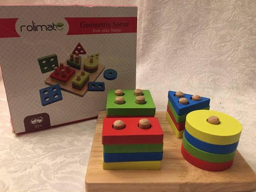 Rolimate Preschool Learning Toys, Wooden Toddler Toy Stacking Shape ...