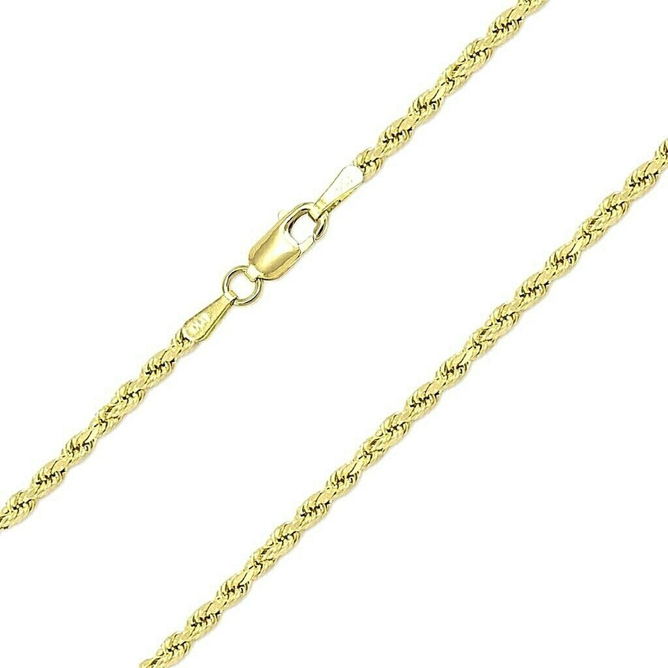 10K Solid Yellow Gold Necklace Gold Rope Chain 16" 18" 20" 22" 24" 26 ...