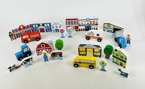 Melissa & Doug Wooden Town Play Set 26 Pieces Marked GH19148 | eBay