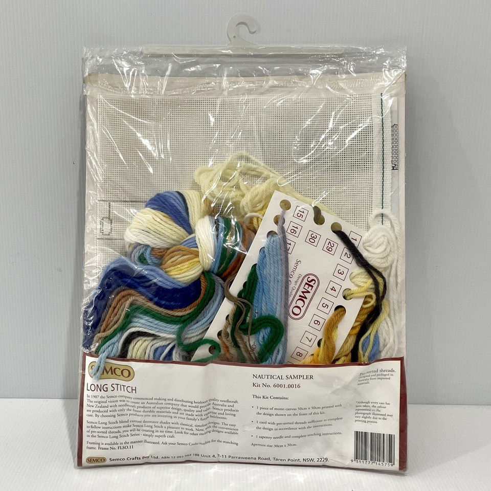 Semco Long Stitch Kit Nautical Sampler Boat Ocean 30 x 30cm New - Wear ...