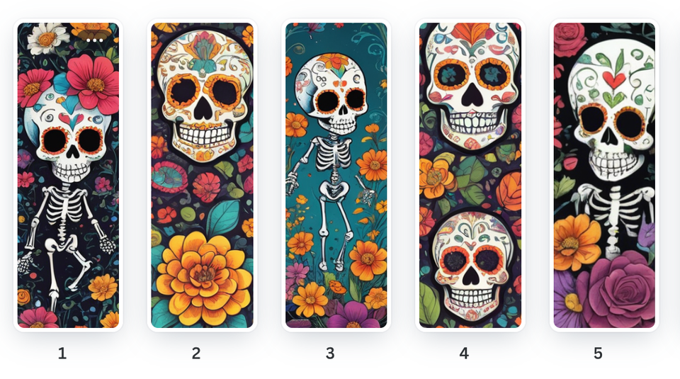 15 Printable Bookmarks Digital PDF file Sugar Skull Skeleton Día de ...