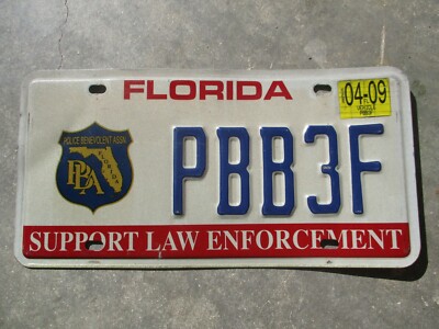 Florida 2009 Support Law Enforcement license plate # PBB3F | eBay