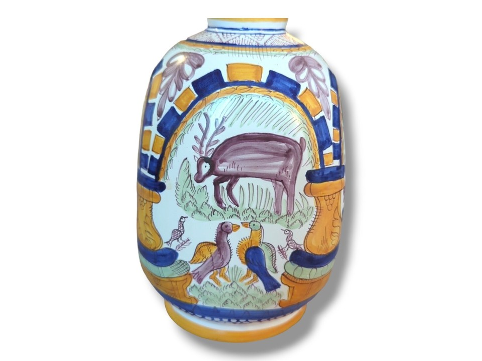 Vintage Hungarian "Haban" Hand Painted Ceramic Bulbous Vase | eBay