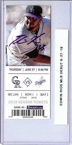 Edwin Rios Signed Autographed Ticket Dodgers MLB Debut 6-27-19 JSA ...