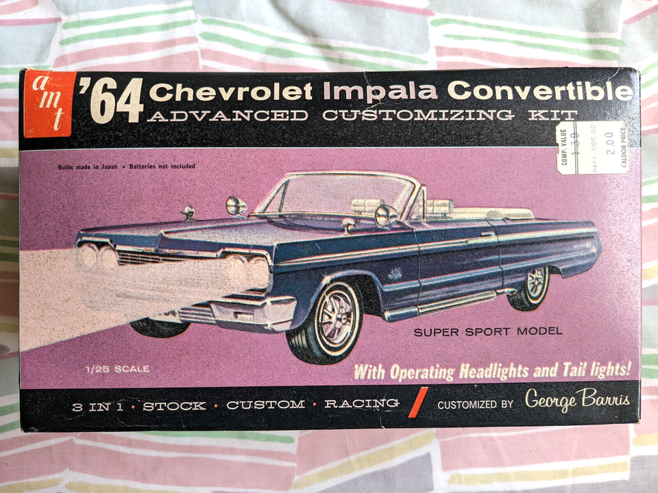 SUPER RARE! *ORIGINAL VINTAGE AMT 1964 CHEVY IMPALA Model Kit *LIGHTS ...