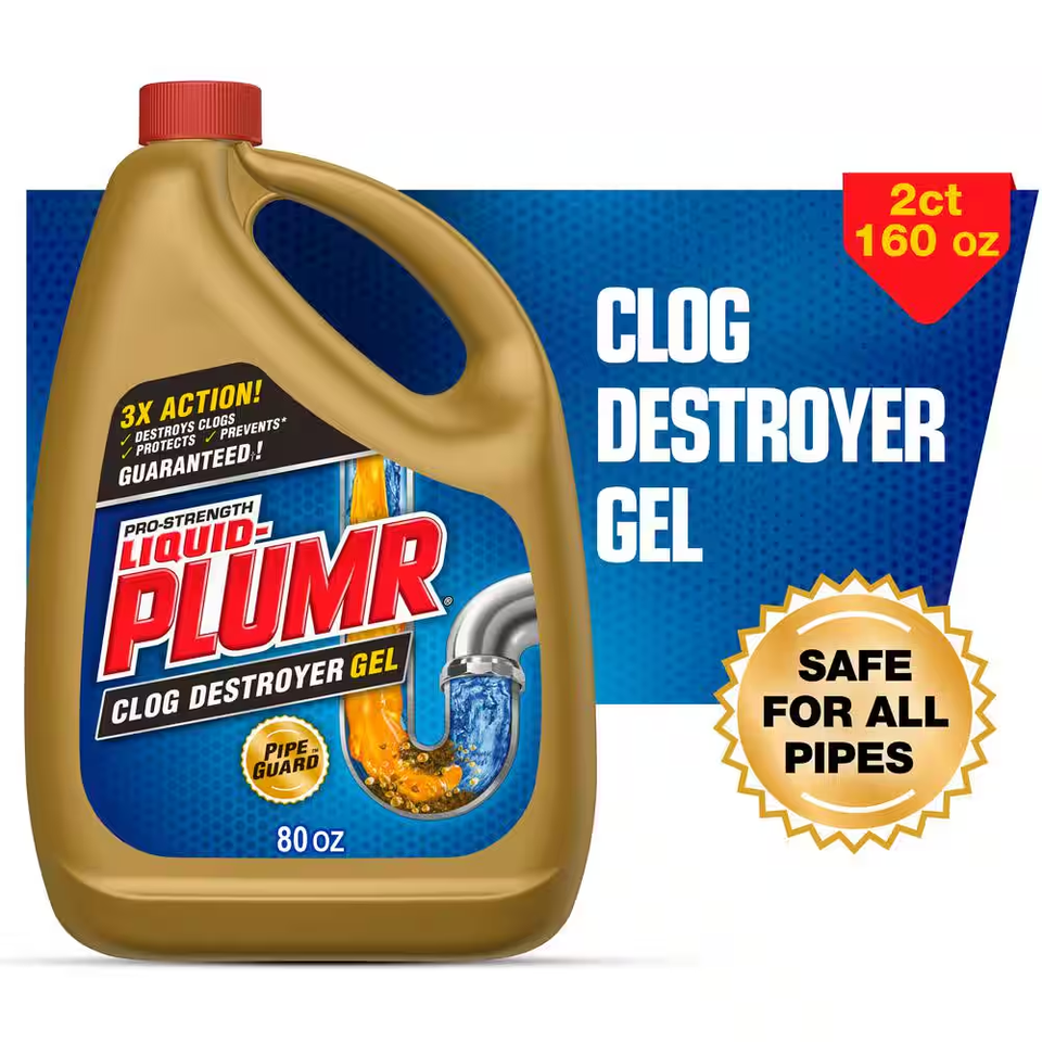 Liquid Plumr Pro Clog Destroyer Gel Drain Cleaner with Pipeguard (2 ...