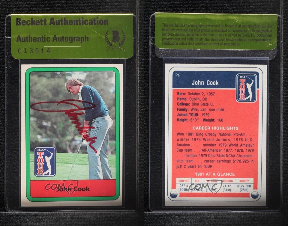 BAS 1982 Donruss Golf Stars John Cook #25 Authentic Auto Rookie RC ur8 ...