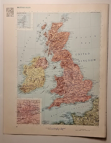 Vintage BRITISH ISLES Atlas Map 1965 MSM Rand McNally Cosmopolitan ...