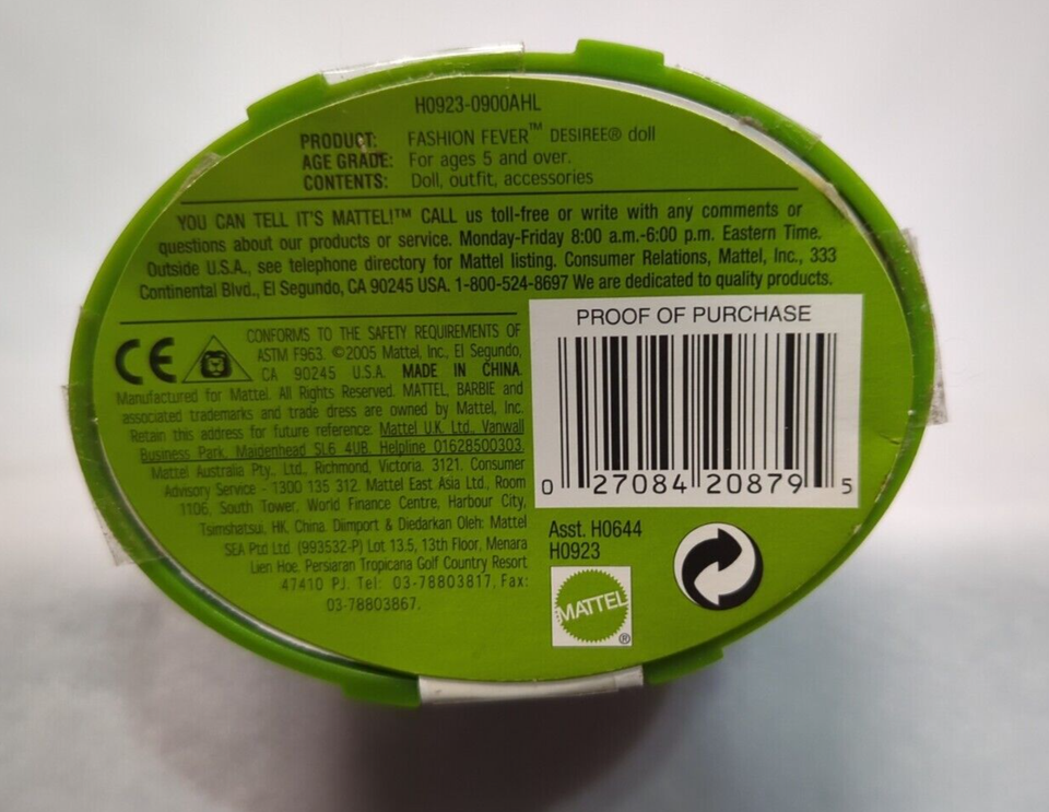 Barbie Fashion Fever Desiree Purple & Yellow Dress H0923 2005 | eBay