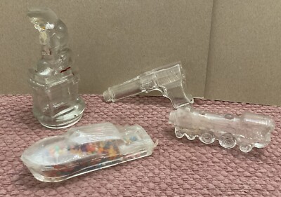Vintage Lot of 4 Glass Candy Containers 1 With Candy | eBay