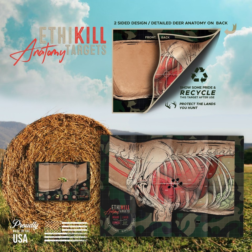 Life Size Deer Vitals 2-Sided Paper Range Target - Realistic Anatomy 5 ...