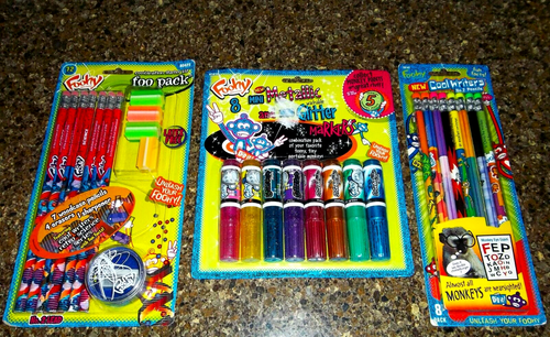 NEW Lot FOOHY STATIONERY Pencils / GLITTER MARKERS / Erasers ...