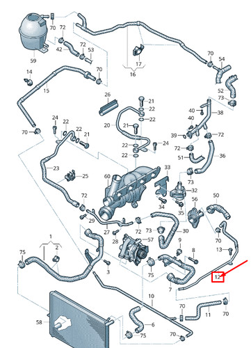 Nuovo VW Amarok 2H Liquido Raffreddamento Motore Tubo Con 2H0122447G ...