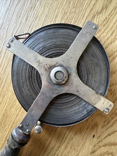 Vintage LUFKIN 100 Foot Reel Tape Measure- Wooden Handle | eBay