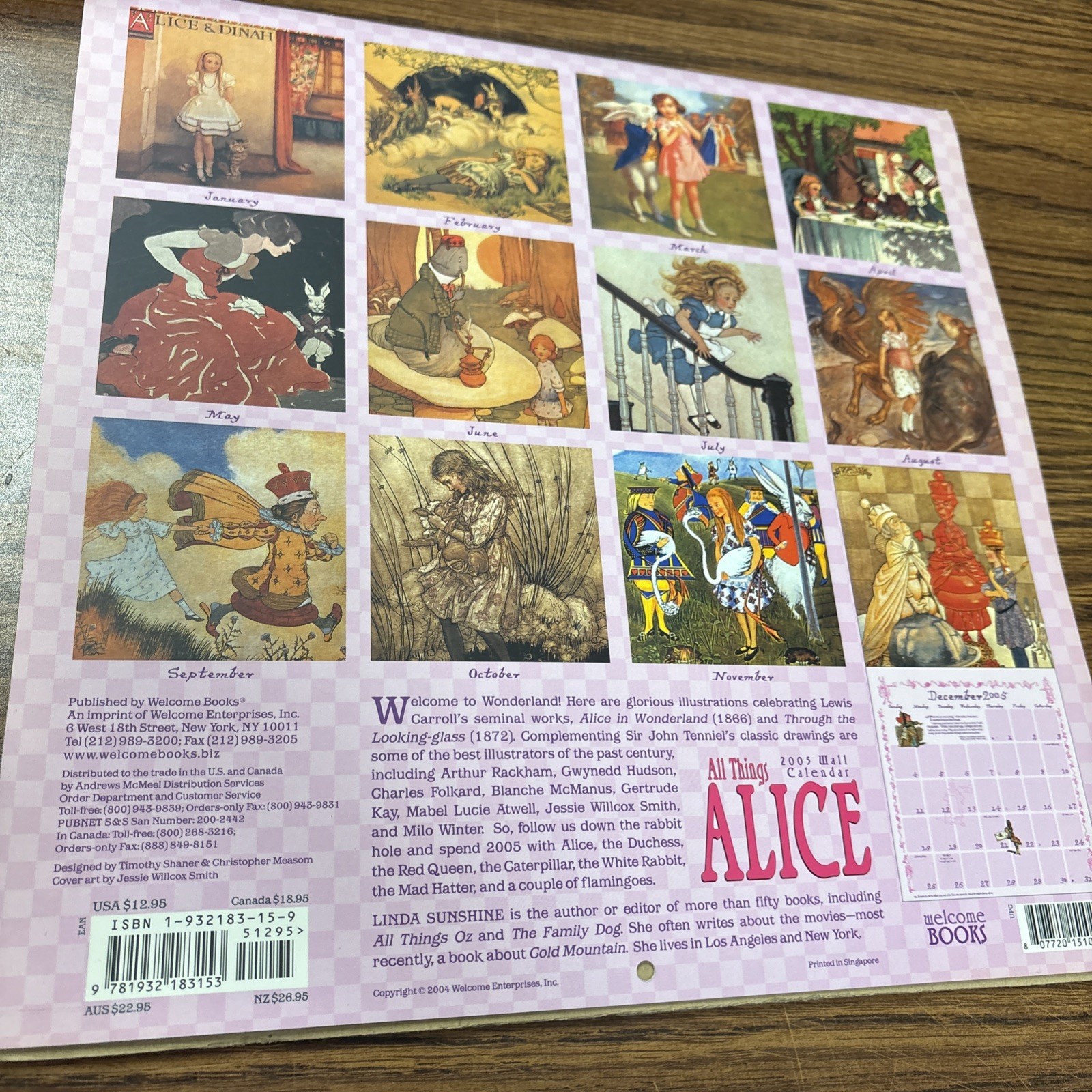 Rare Vintage All Things Alice in Wonderland 2005 Wall Calendar / Linda ...
