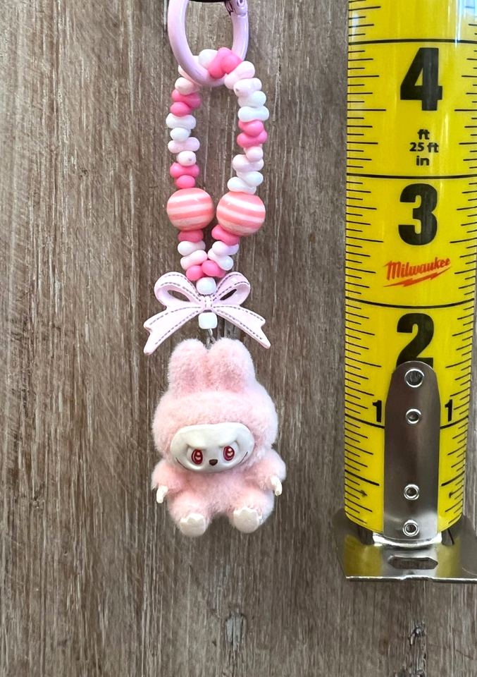 Labubu Pink Fuzzy Mini Keychain 4.5" | eBay