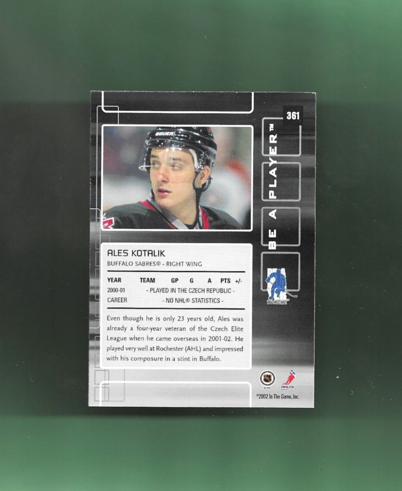 CZECH! 2001-02 BAP ROOKIE RC # 361 ALES KOTALIK BUFFALO SABRES SHARP ...
