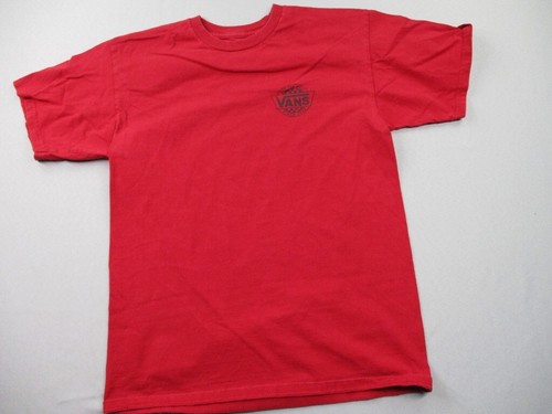 Vans Shirt Mens Small Red Crew Neck Off The Wall Checked Graphic Casual ...