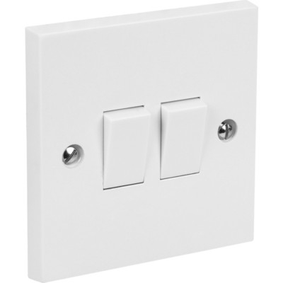 Light Switch White Plastic Single 2 Gang 2 Way Switch BS ASTA Approved ...