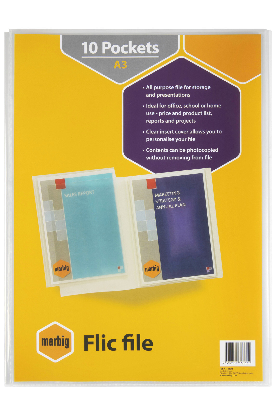 2x Marbig Flic File 10-Pocket A3 Display Book w/ Insert Cover Paper ...