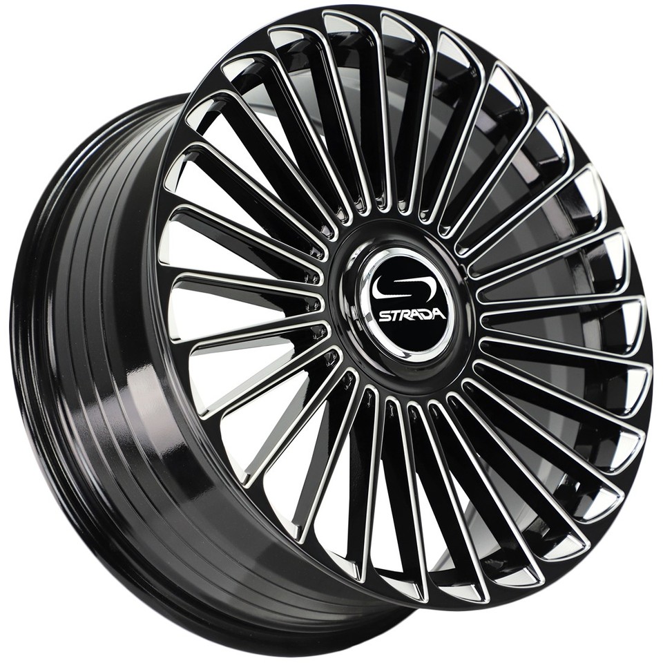 (Qty 4) Strada SF68 Martello 20x8.5 5x112/5x115 +30mm Black/Milled ...