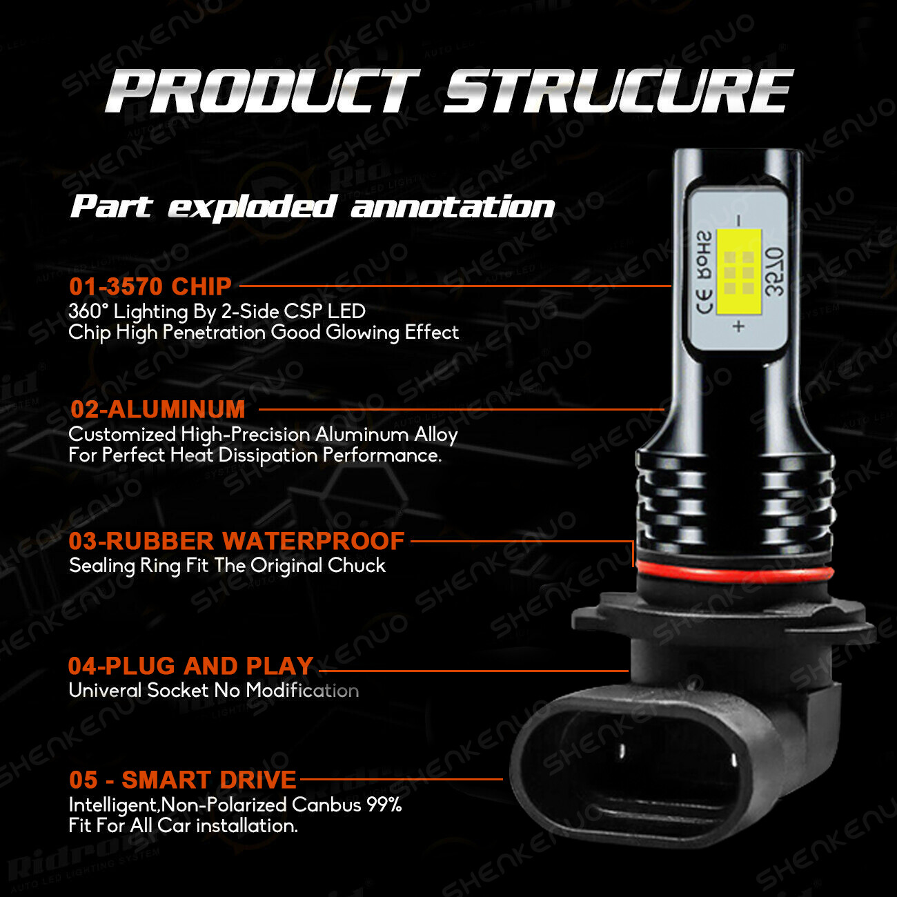 For Lexus LS400 1995-1997 6X LED Headlight Bulbs High Low Beam + Fog ...