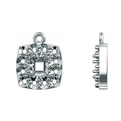 950 Platinum Unset Princess Cut Square Halo Dangle Charm Link Finding ...