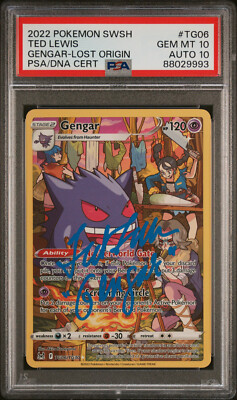 2022 Pokemon SWSH Lost Origin #TG06 Gengar Signed Ted Lewis PSA 10-10 ...