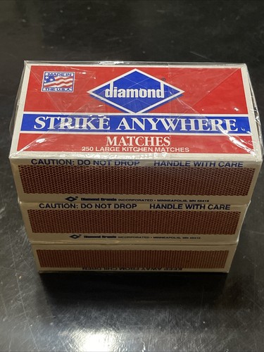 NOS 3 Boxes Vintage Diamond Strike Anywhere Matchbox Matches USA - 750 ...