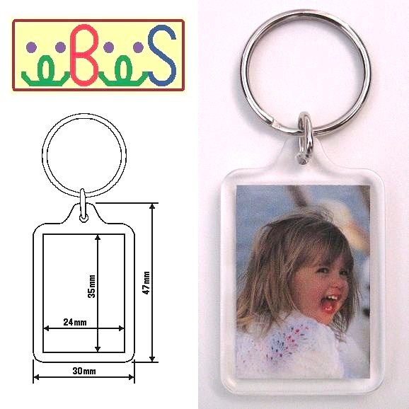 20x Blank Clear Acrylic Keyrings 35x24mm Photo Size (key ring plastic ...