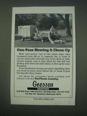 1989 Goosen Vac 'n' Load Ad - One-Pass mowing & Clean-up | eBay