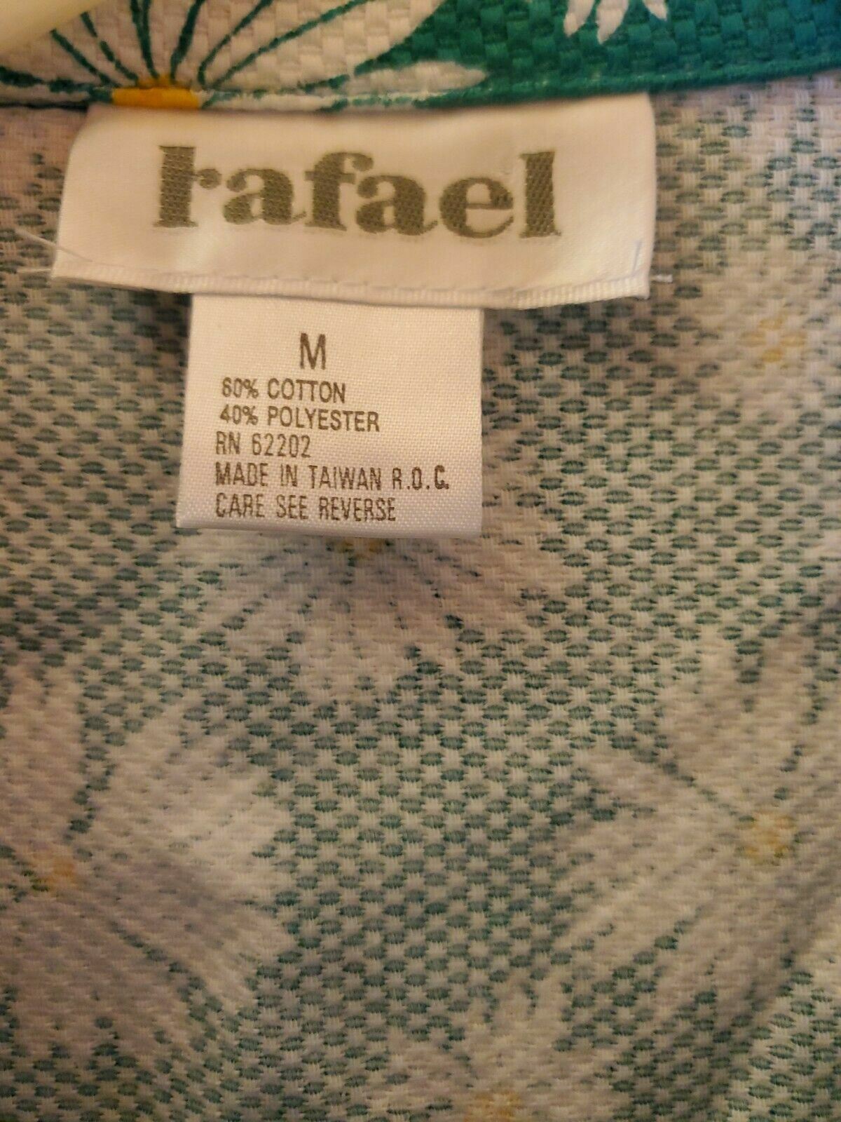 VINTAGE 80s Rafael Womens Track Jacket Medium Flora Teal Zip Cotton ...